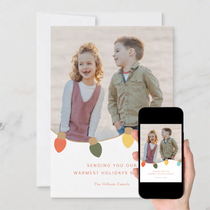 Retro Twinkle Lights Holiday Card | Zazzle