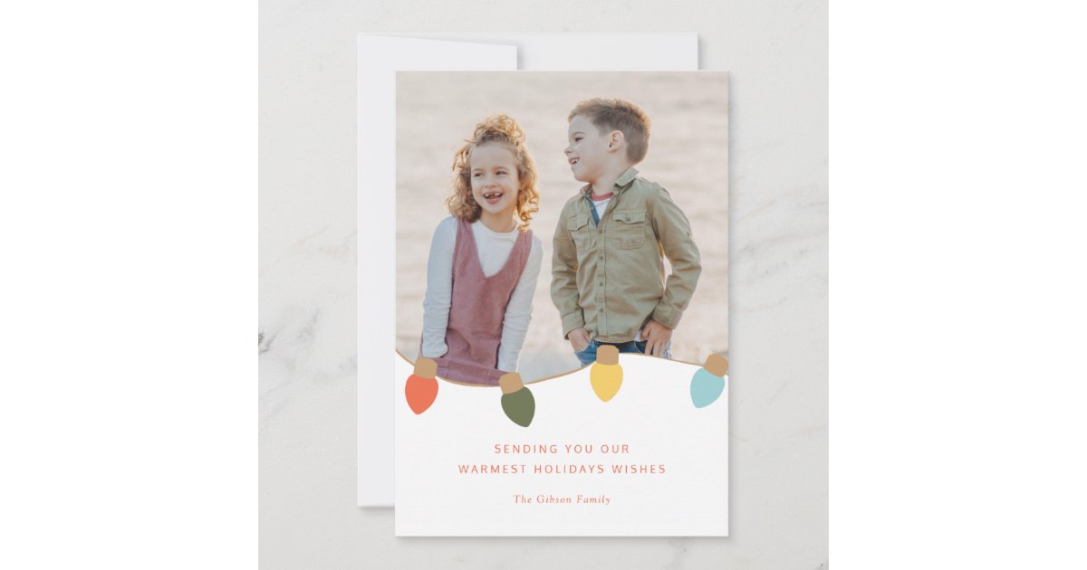 Retro Twinkle Lights Holiday Card | Zazzle