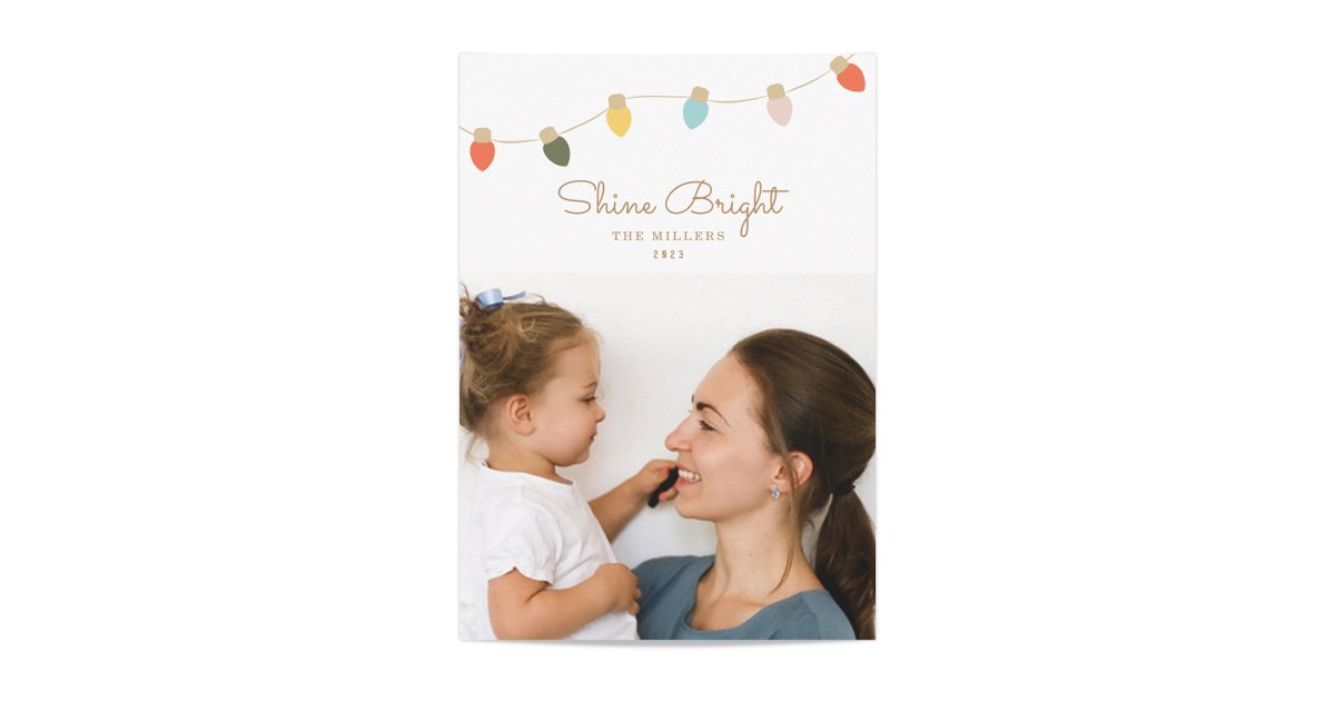 Retro Twinkle Lights Holiday Photo Card | Zazzle