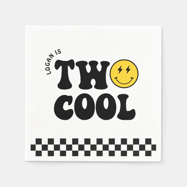 Retro Two Cool Boy 2nd Birthday Party Napkins | Zazzle