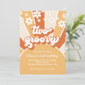 Retro Two Groovy Sunshine daisy boho floral Invita Invitation | Zazzle