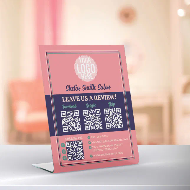 Retro Typography Cool Business Leave a Review Pedestal Sign | Zazzle
