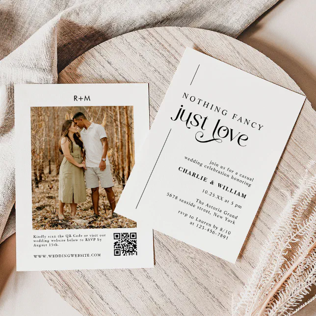 Retro Typography Photo Qr Code Wedding Invitation | Zazzle