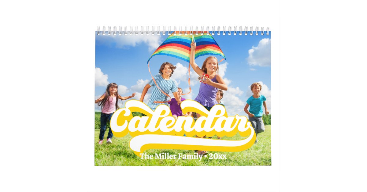 Retro Typography Style Text, Editable Custom Photo Calendar | Zazzle