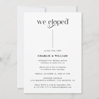 Retro Typography We Eloped Elopement Invitation | Zazzle