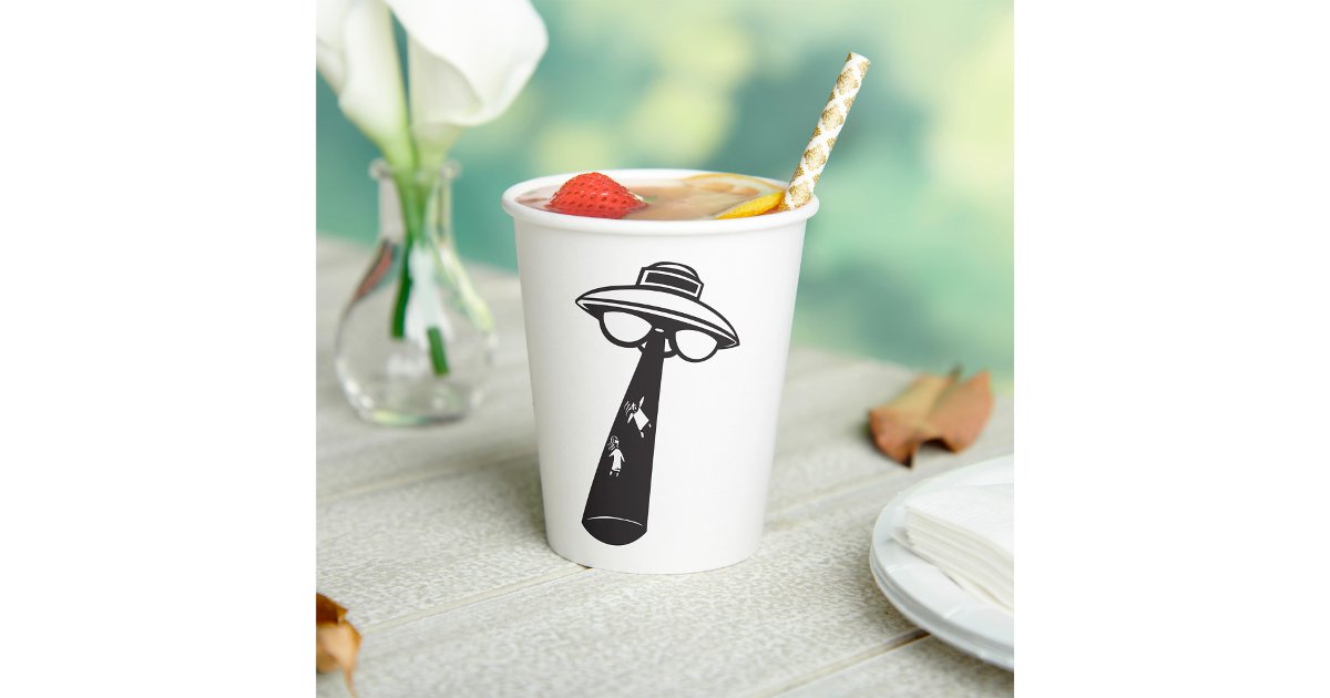 Retro UFO Abduction Graphic Alien Sci-Fi Paper Cups | Zazzle