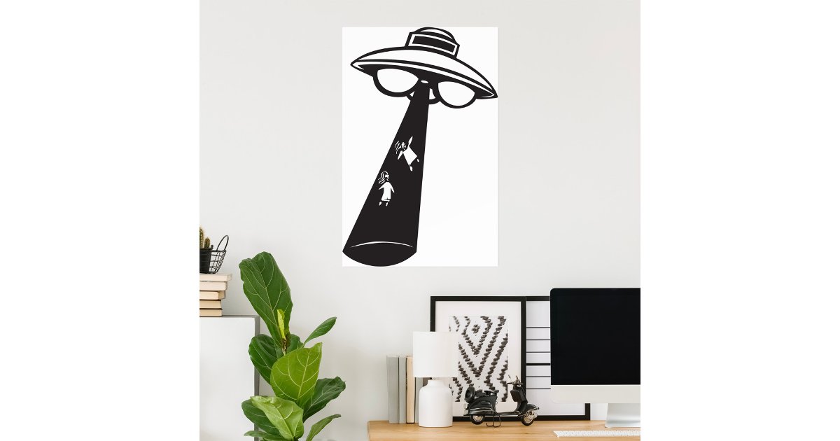 Retro UFO Abduction Graphic Alien Sci-Fi Poster | Zazzle