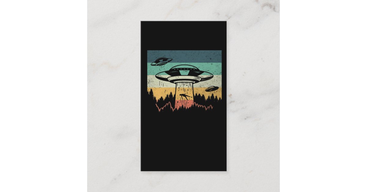 Retro UFO Alien Human Abduction Spaceship Business Card | Zazzle