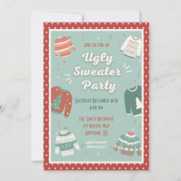 Retro Ugly Sweater Party Holiday Invitation | Zazzle