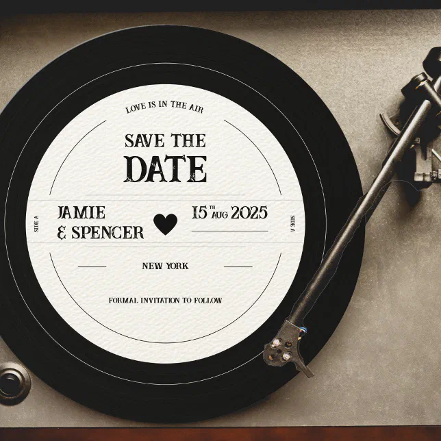 Retro Unique Vinyl Record Wedding Save the Date Invitation | Zazzle