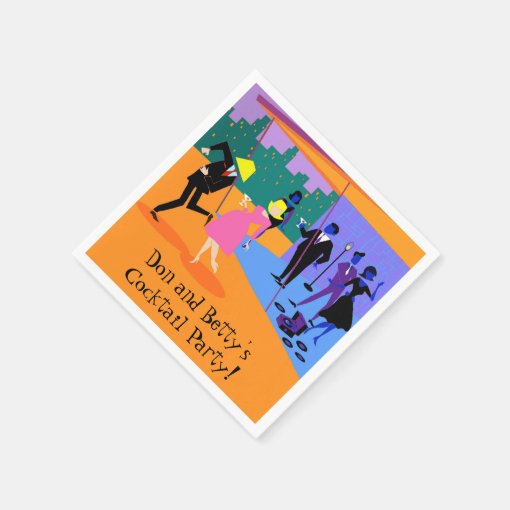 Retro Urban Rooftop Party Paper Napkins | Zazzle