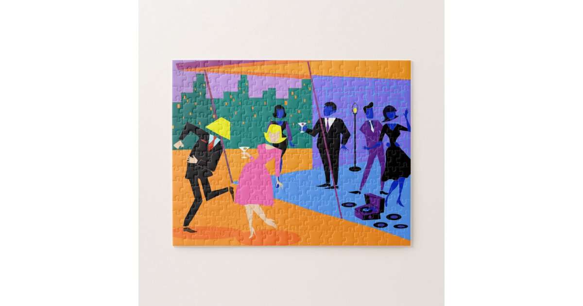 Retro Urban Rooftop Party Puzzle | Zazzle
