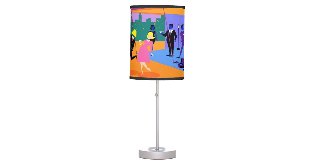 Retro Urban Rooftop Party Table Lamp | Zazzle