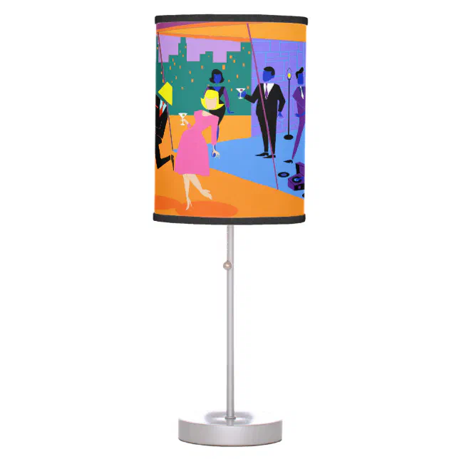 Retro Urban Rooftop Party Table Lamp | Zazzle