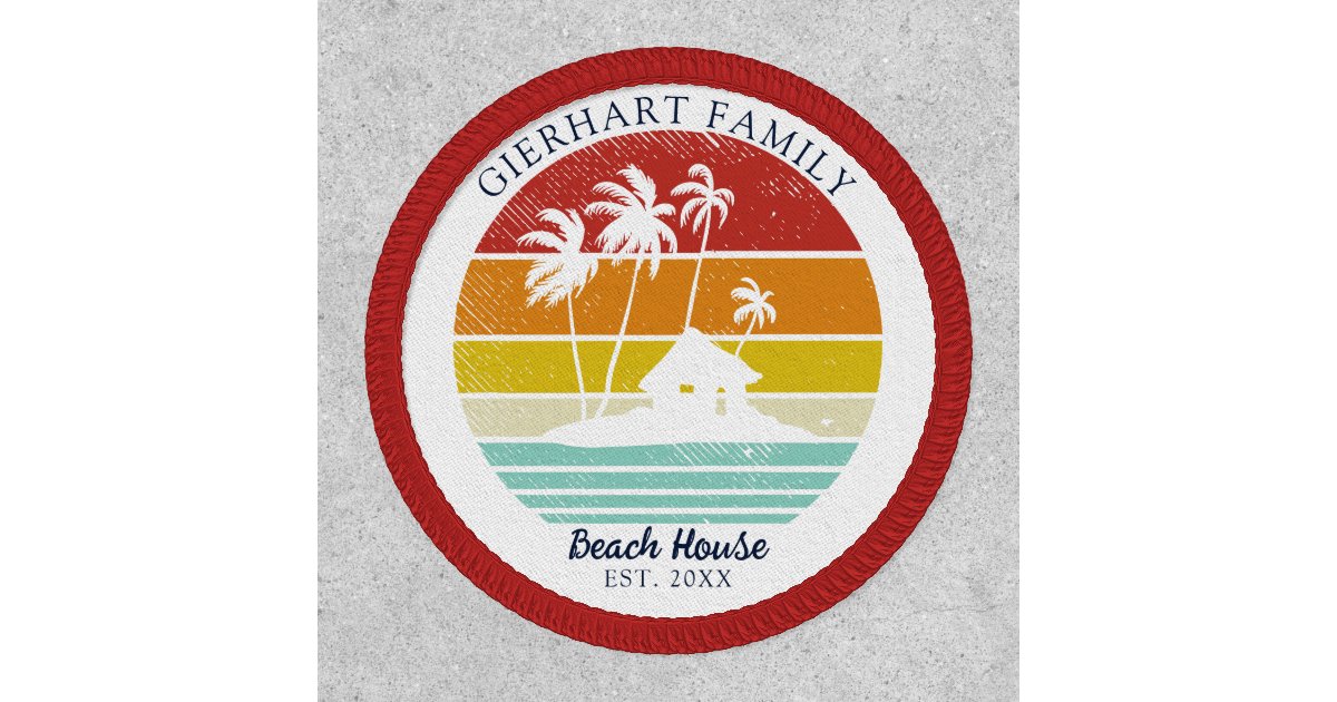Retro Vacation House Family Reunion Palm Trees Patch | Zazzle