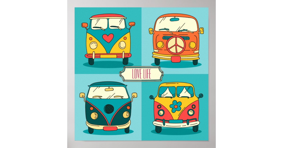 Retro Van (Custom Message) Poster | Zazzle