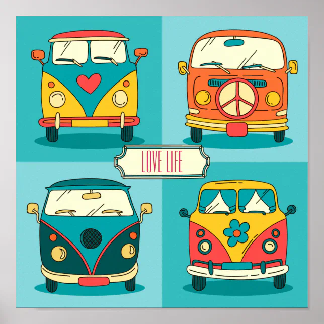 Retro Van (Custom Message) Poster | Zazzle
