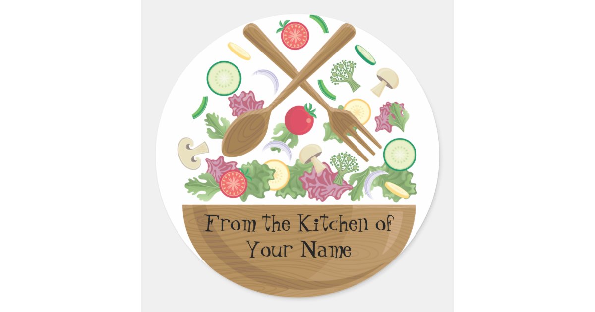 Retro Vegetable Bowl Classic Round Sticker | Zazzle