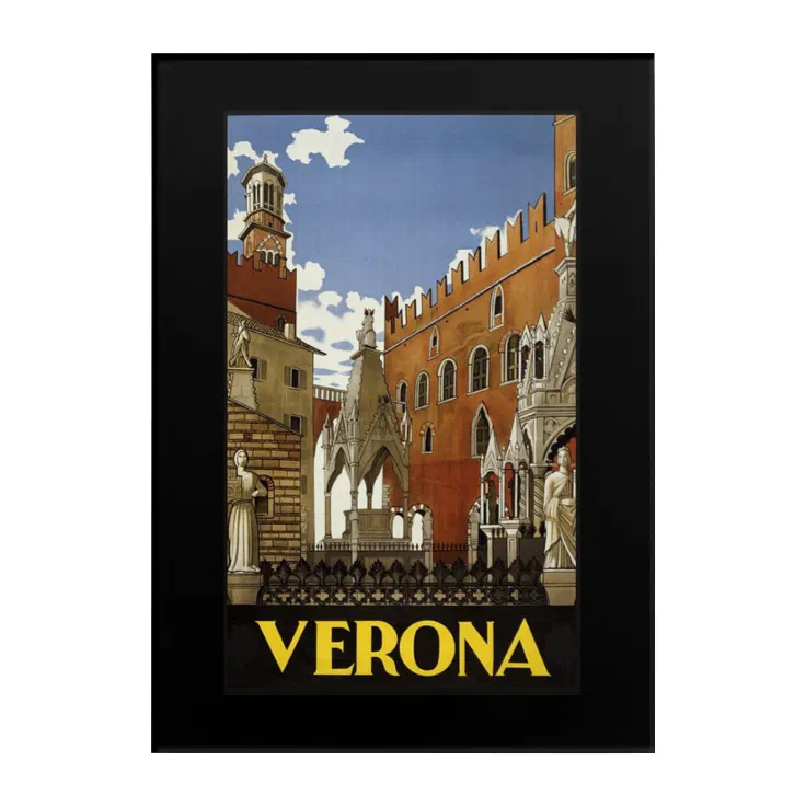 Retro Verona Travel Poster Acrylic Print | Zazzle