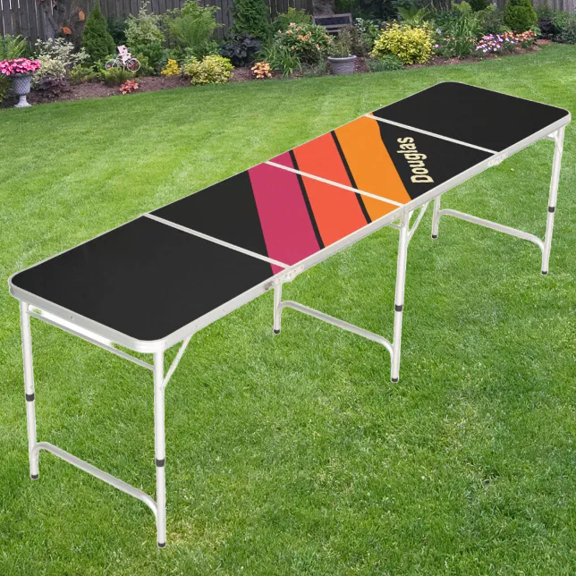 Retro VHS Striped with Name Beer Pong Table | Zazzle