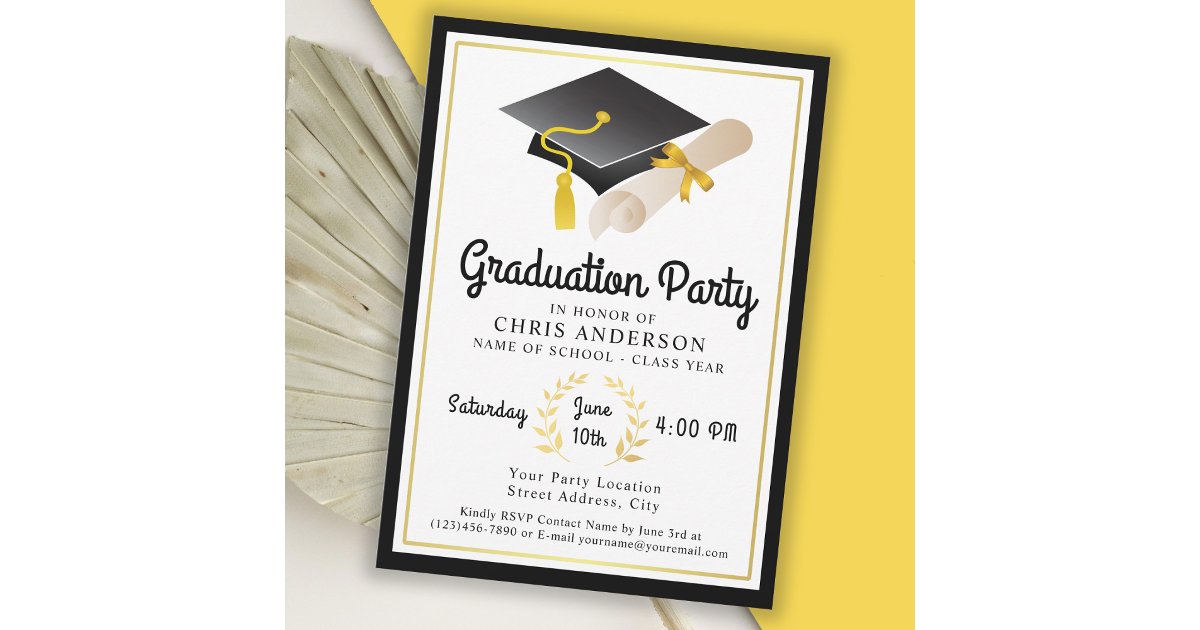 Retro Vibe Graduation Party Invitation | Zazzle