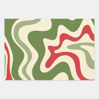 Retro Vibe Liquid Swirl Abstract Christmas Pattern Wrapping Paper ...