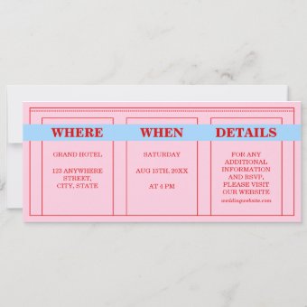 Retro Vibrant Color Block Red Pink Blue Aesthetic Invitation | Zazzle