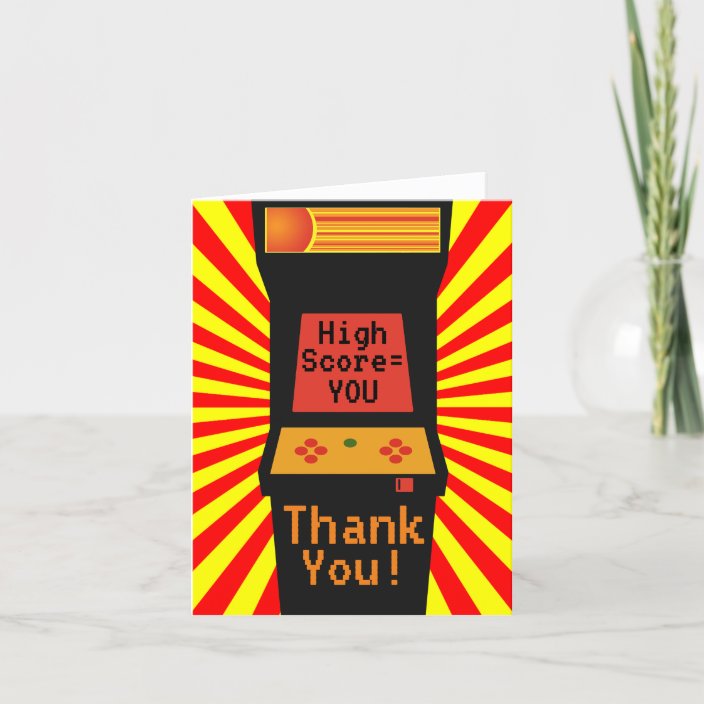 Retro Video Game Arcade Birthday Party Thank You Card | Zazzle.com
