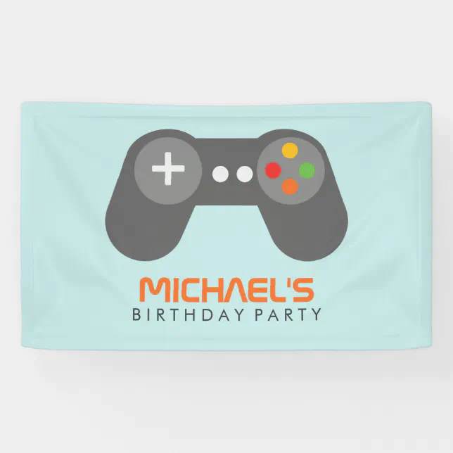 Retro Video Game Controller Kids Birthday Party Banner | Zazzle