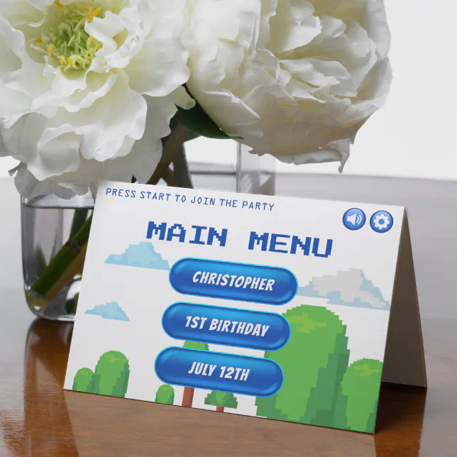Retro Video Game Menu 1st Birthday Party | Zazzle