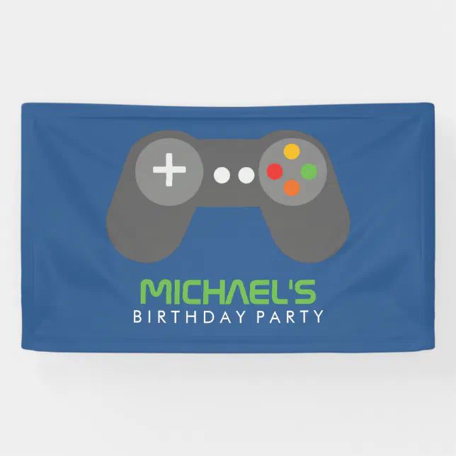 Retro Video Games Themed Kids Birthday Party Banner | Zazzle