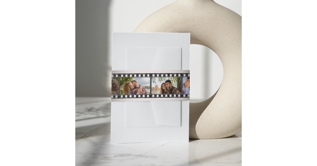 Retro Vignette Photo Collage Film Strip Invitation Belly Band | Zazzle