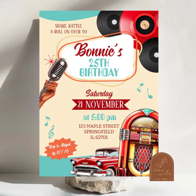 Retro Vintage 1950s Adult Birthday Party Invitation | Zazzle