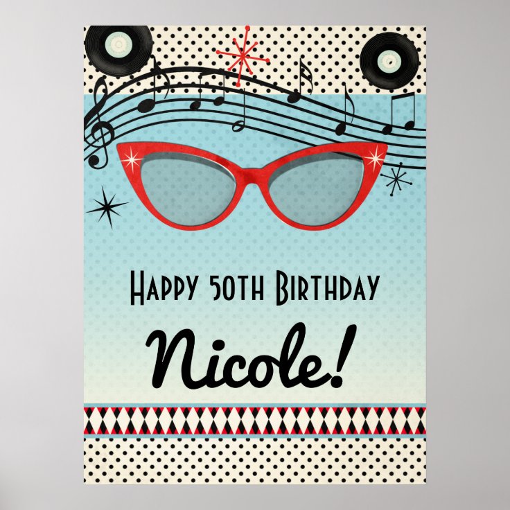 Retro Vintage 1950's Fifties Party Banner Poster | Zazzle