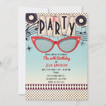 Retro Vintage 1950's Fifties Party Invitations | Zazzle