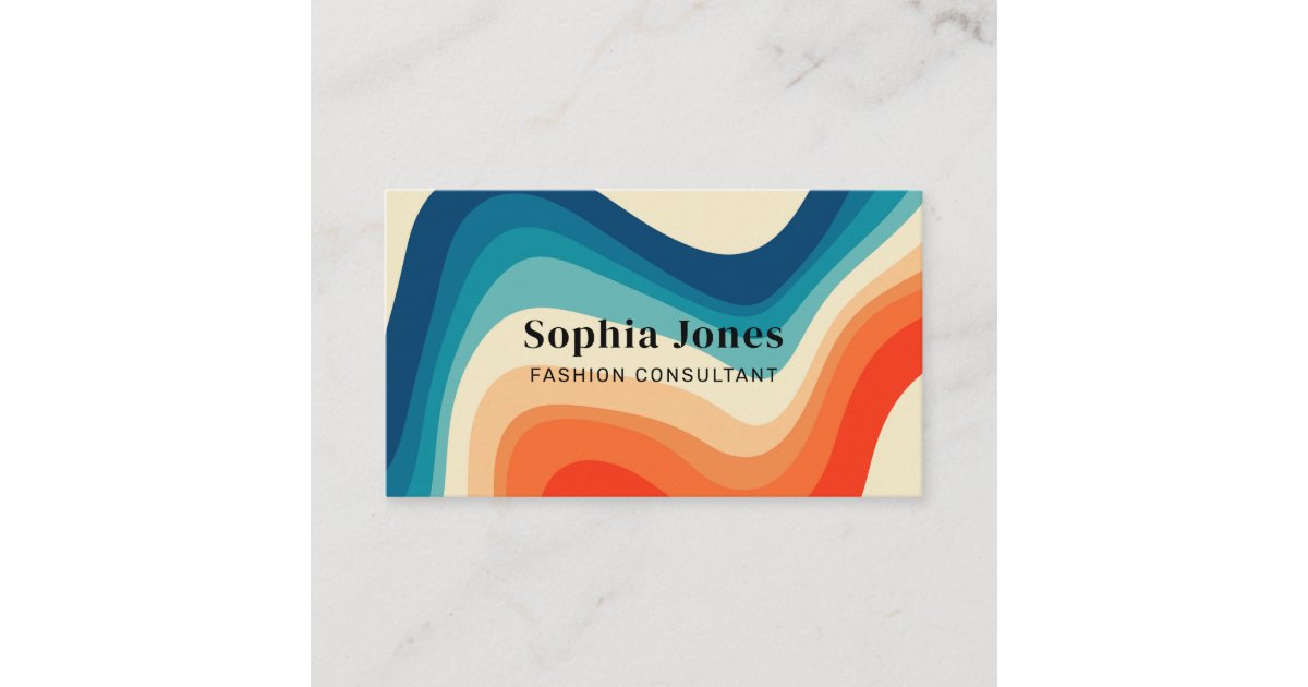 Retro Vintage 70s Rainbow Business Card | Zazzle