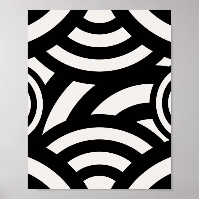 Retro Vintage Abstract Arches Lines Black White Poster | Zazzle