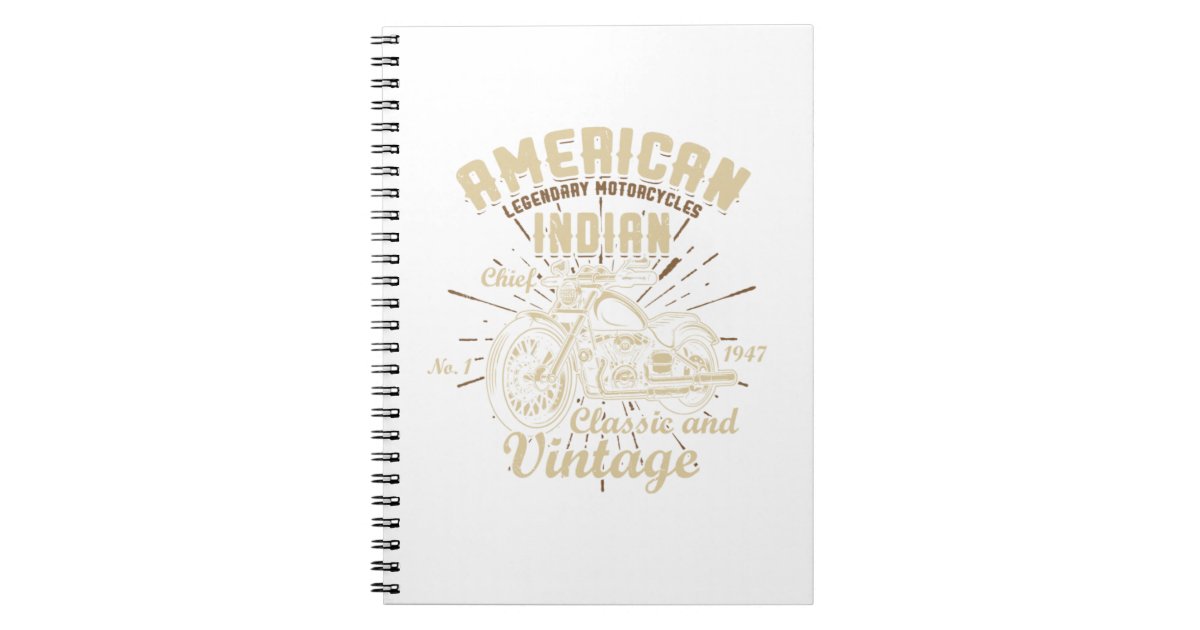 Retro Vintage American Motorcycle Indian For Old B Notebook | Zazzle