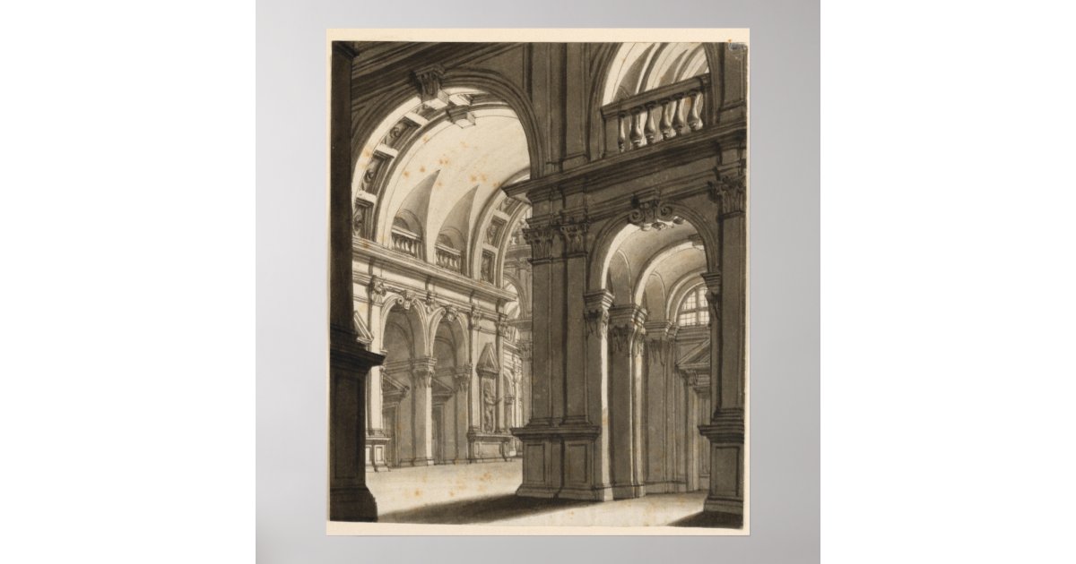 Retro Vintage Architectural Cathedral Arches Poster | Zazzle