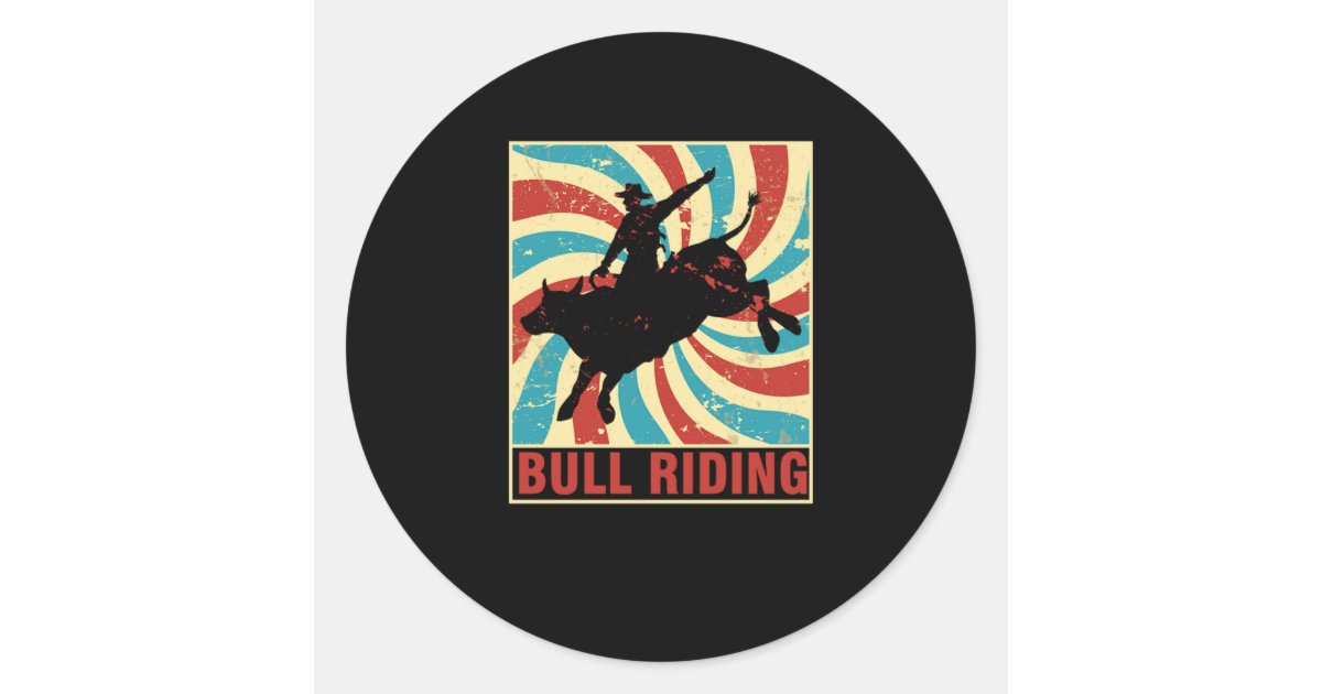 Retro Vintage Bull Riding Cowboy Country Rodeo Gif Classic Round ...