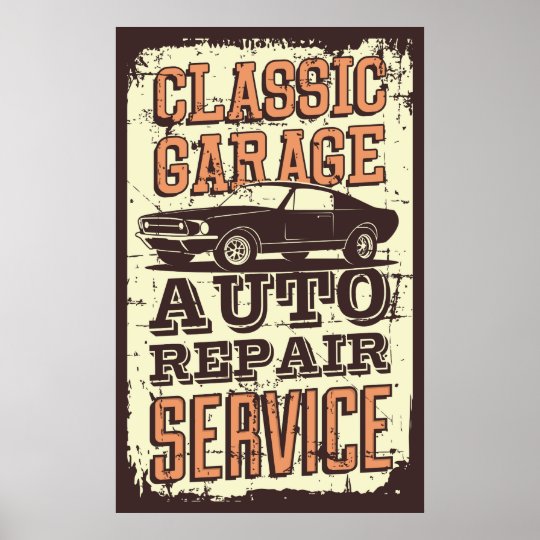 retro vintage car garage poster | Zazzle.com
