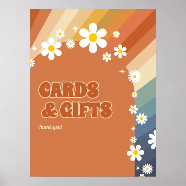 Retro Vintage Cards & Gifts Rainbow Daisy Poster | Zazzle
