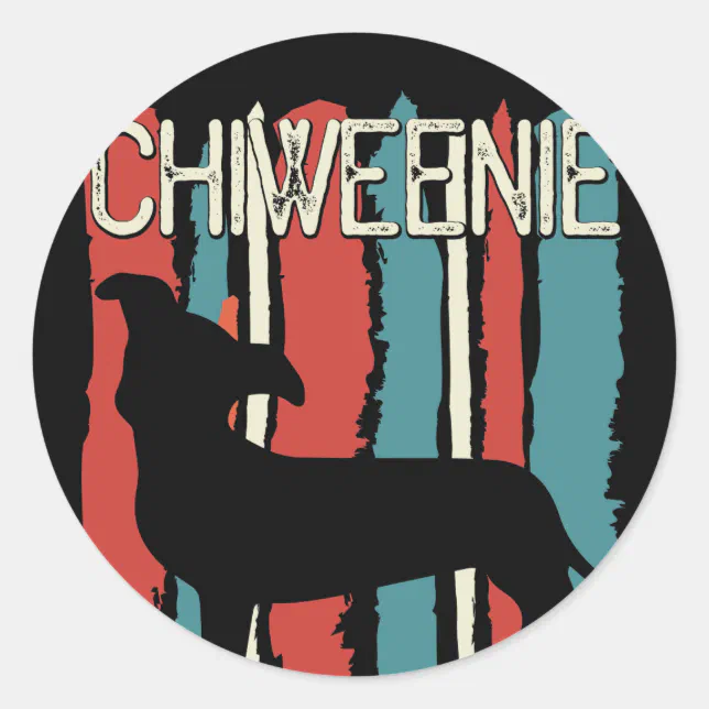 Retro Vintage Chiweenie Dog Classic Round Sticker | Zazzle