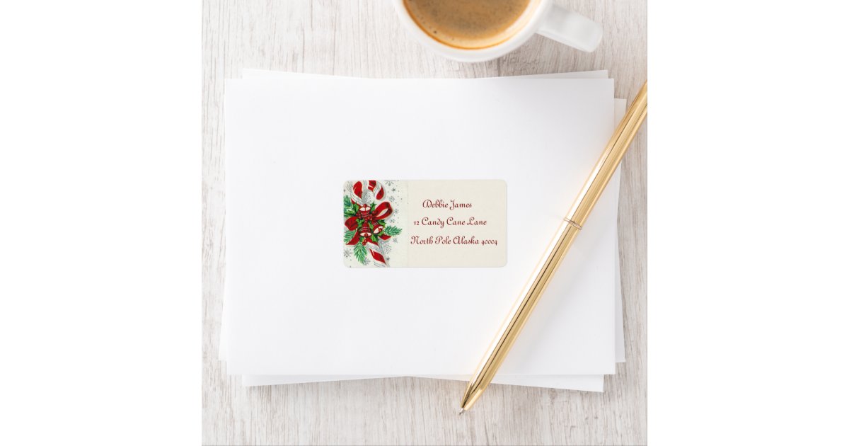 retro vintage Christmas candy cane label | Zazzle