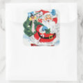 retro vintage Christmas Holiday Santa Square Sticker | Zazzle
