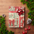 Retro Vintage Christmas Landscape Wrapping Paper | Zazzle
