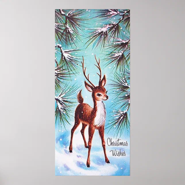 Retro vintage Christmas reindeer poster | Zazzle