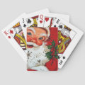 Retro Vintage Christmas Santa Holiday playing card | Zazzle