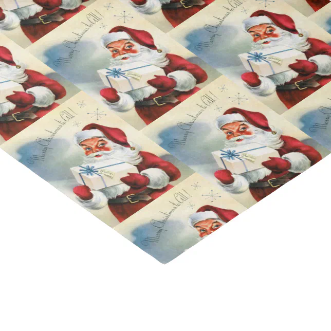 Retro Vintage Christmas Santa Holiday tissue Tissue Paper | Zazzle
