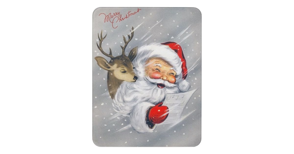 Retro vintage Christmas Santa reindeer room sign | Zazzle